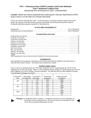 Fillable Online DCX + Chlortetracycline-AUREO Complete Cattle Feed ...