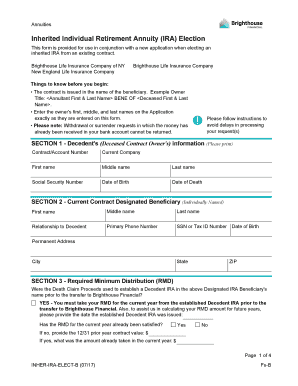 Fillable Online Inherited Individual Retirement Annuity (IRA) Election ...