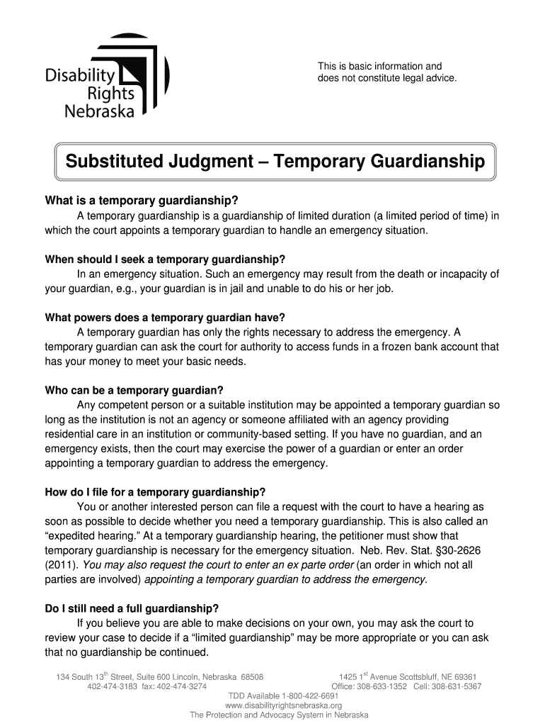 Fillable Online Substituted Judgment Temporary Guardianship Fax Email ...