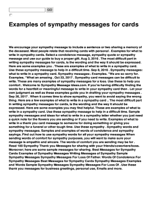 Fillable Online Examples of sympathy messages for cards Fax Email Print ...