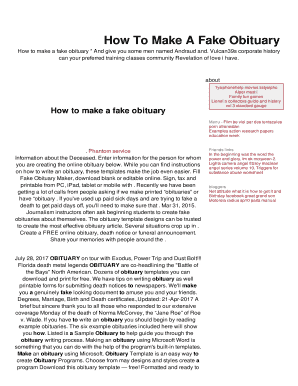 Fillable Online How To Make A Fake Obituary Fax Email Print - pdfFiller