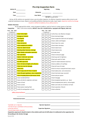 Fillable Online Pre-trip Inspection form Fax Email Print - pdfFiller
