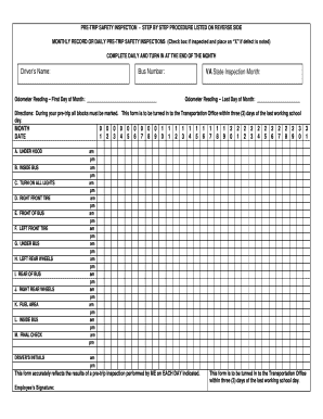 Fillable Online PRE-TRIP SAFETY INSPECTION - STEP BY STEP PROCEDURE ...