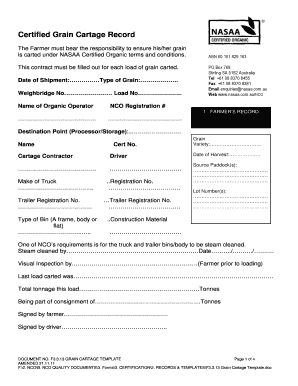Fillable Online Certified Grain Cartage Record Fax Email Print - pdfFiller