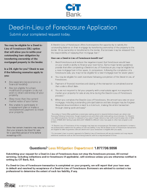Fillable Online Deed-in-Lieu of Foreclosure Application Fax Email Print ...