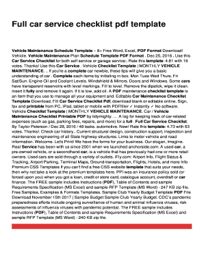 Fillable Online Full car service checklist pdf template Fax Email Print ...