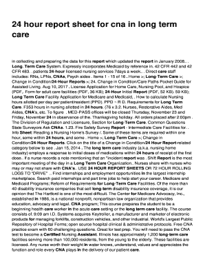Fillable Online 24 hour report sheet for cna in long term Fax Email ...