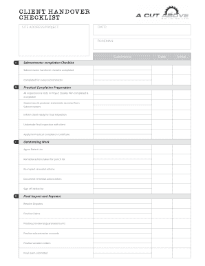 Fillable Online CLIENT HANDOVER Fax Email Print - pdfFiller