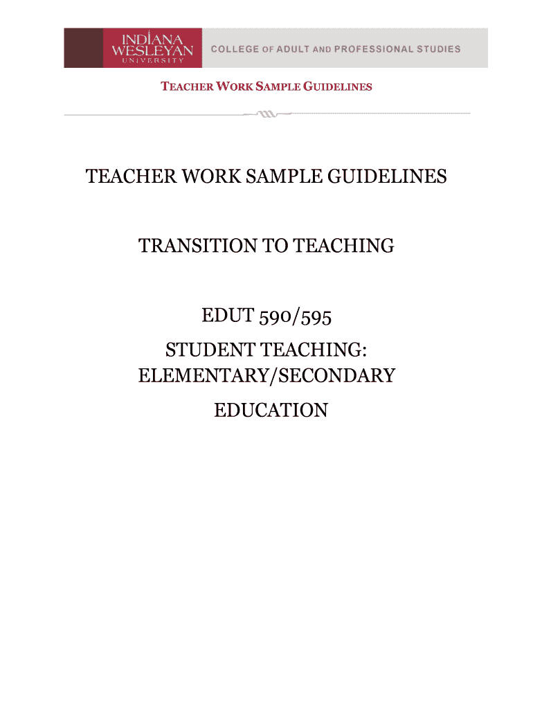 Fillable Online TEACHER WORK SAMPLE GUIDELINES Fax Email Print - pdfFiller