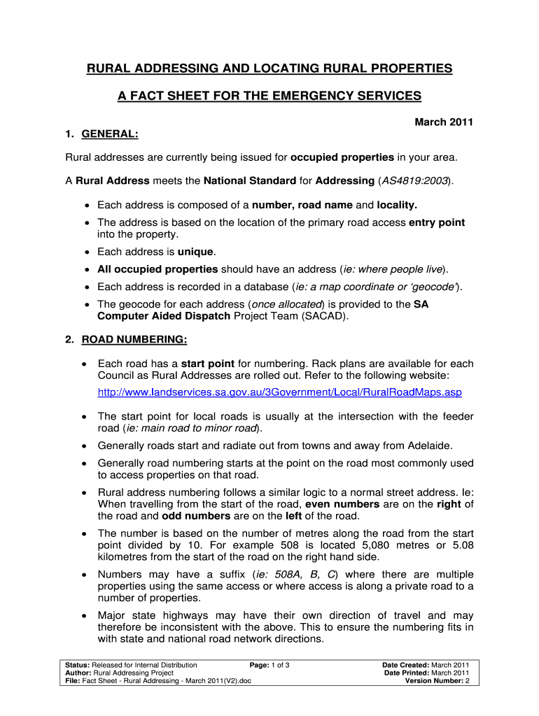 Fillable Online RURAL ADDRESSING AND LOCATING RURAL PROPERTIES Fax Email Print - pdfFiller
