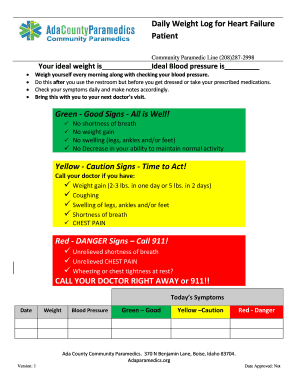 Fillable Online Daily Weight Log for Heart Failure Fax Email Print ...