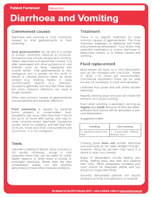 Fillable Online Diarrhoea and Vomiting Fax Email Print - pdfFiller