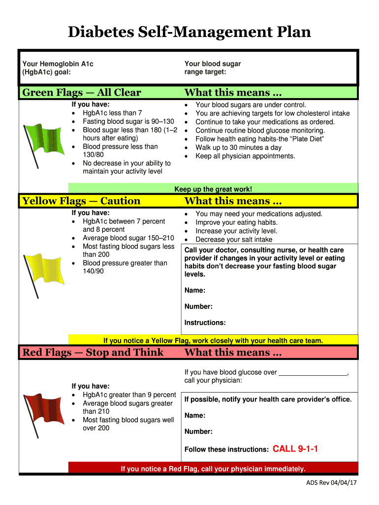 Fillable Online Diabetes Self-Management Plan Fax Email Print - pdfFiller