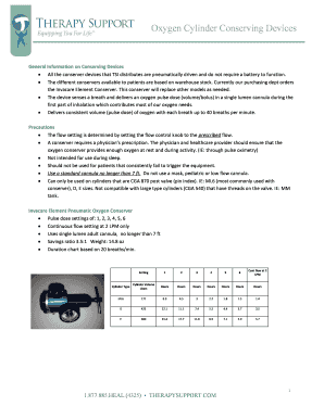 Fillable Online Oxygen Cylinder Conserving Devices Fax Email Print ...