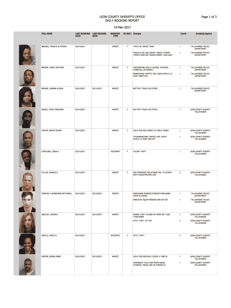 Fillable Online DAILY BOOKING REPORT Fax Email Print - pdfFiller