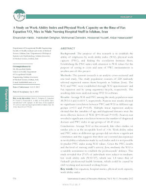 Fillable Online A Study on Work Ability Index and Physical Work ...