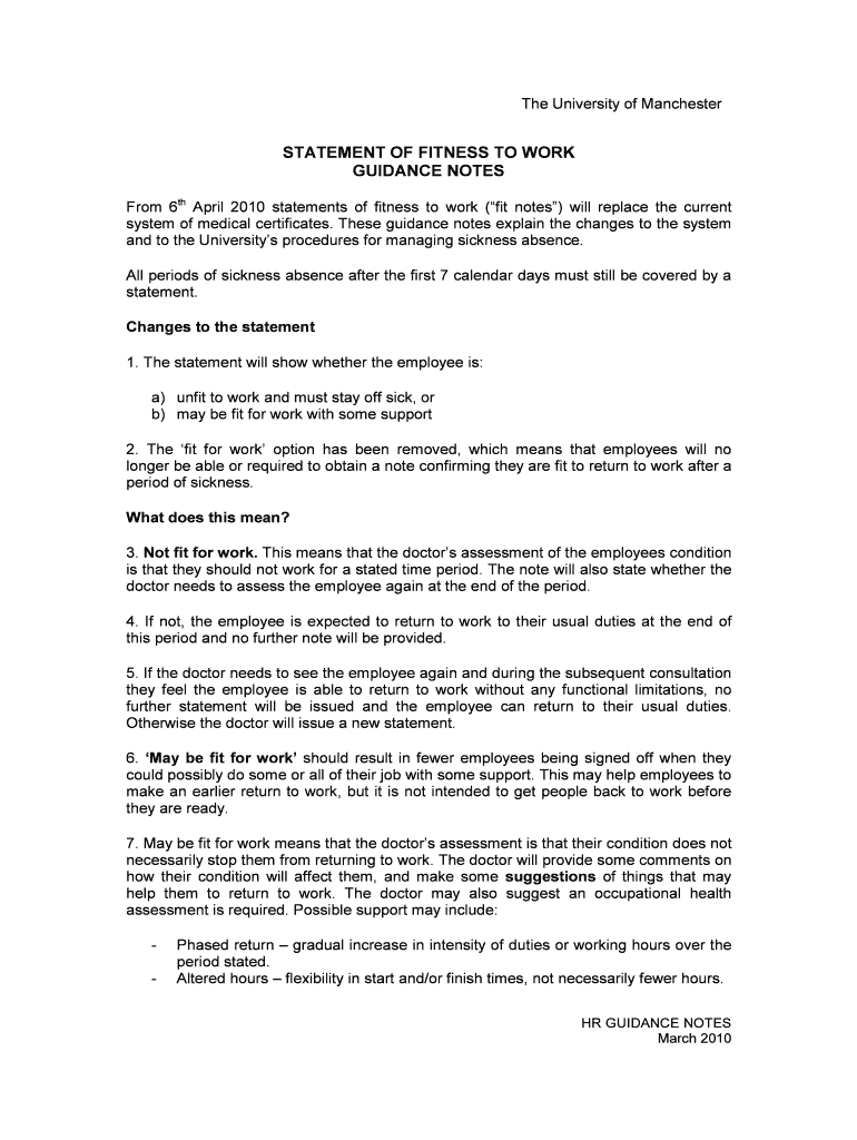 Fillable Online STATEMENT OF FITNESS TO WORK Fax Email Print - pdfFiller