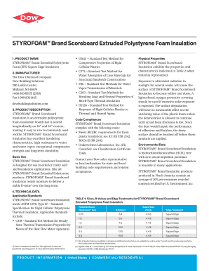 Fillable Online STYROFOAM Brand Scoreboard Extruded Polystyrene Foam ...