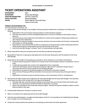 Fillable Online TICKET OPERATIONS ASSISTANT Fax Email Print - pdfFiller