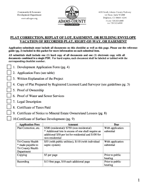 Fillable Online PLAT CORRECTION, REPLAT OF LOT, EASEMENT, OR BUILDING ...