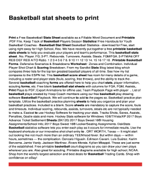 Fillable Online Basketball stat sheets to print Fax Email Print - pdfFiller