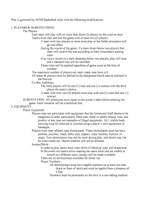Fillable Online Play is governed by NFHS Basketball rules with the ...