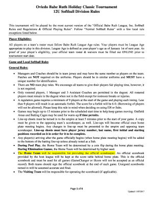 Fillable Online 12U Softball Division Rules Fax Email Print - pdfFiller