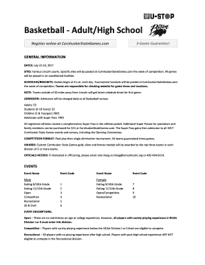 Fillable Online Basketball - Adult/High School Fax Email Print - pdfFiller