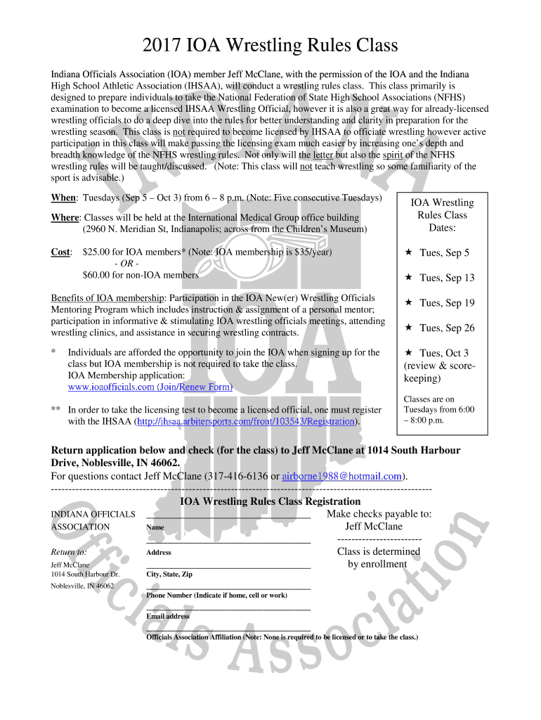 Fillable Online Indiana Officials Association (IOA) member Jeff McClane ...
