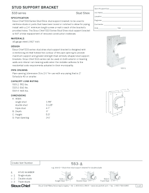Fillable Online STUD SUPPORT BRACKET Fax Email Print - pdfFiller