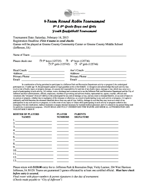 Fillable Online 4-Team Round Robin Tournament Fax Email Print - pdfFiller