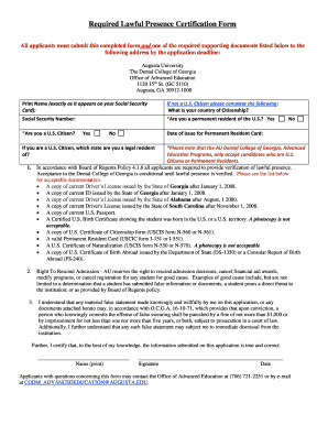 Fillable Online Required Lawful Presence Certification Form Fax Email ...