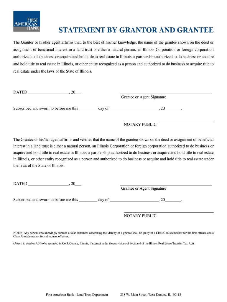 Fillable Online The Grantor or his/her agent affirms that, to the best ...