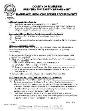 Fillable Online MANUFACTURED HOME PERMIT REQUIREMENTS Fax Email Print ...