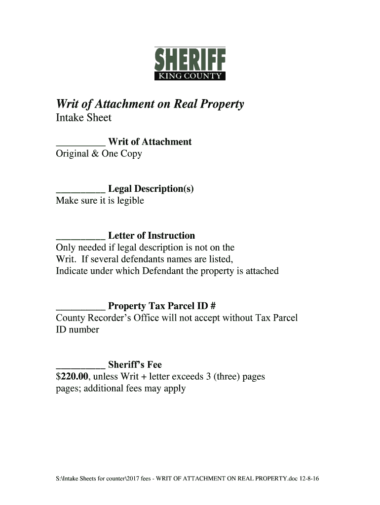 Fillable Online Writ of Attachment on Real Property Fax Email Print ...