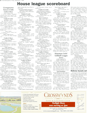 Fillable Online House league scoreboard Fax Email Print - pdfFiller