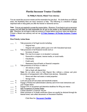 Fillable Online Florida Successor Trustee Checklist Fax Email Print ...