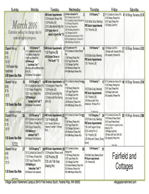 Fillable Online Calendar subject to change due to Fax Email Print ...