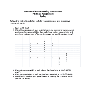 Fillable Online Crossword Puzzle Making Instructions Fax Email Print ...