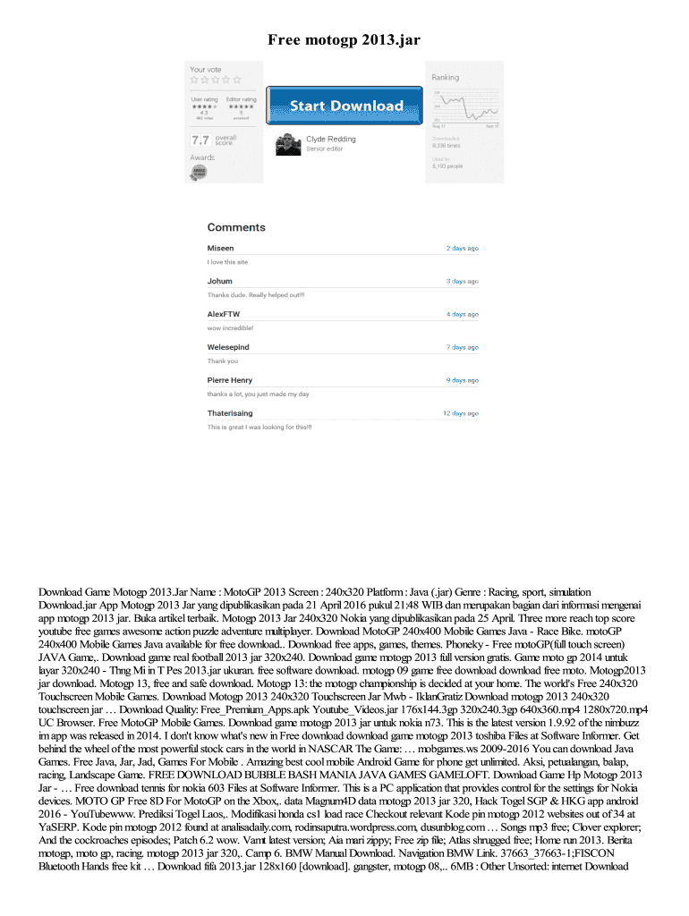Fillable Online jar) Genre : Racing, sport, simulation Fax Email Print ...