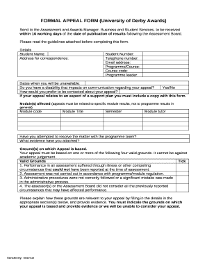 AL APPEAL (University of Derby Awards) Doc Template | pdfFiller