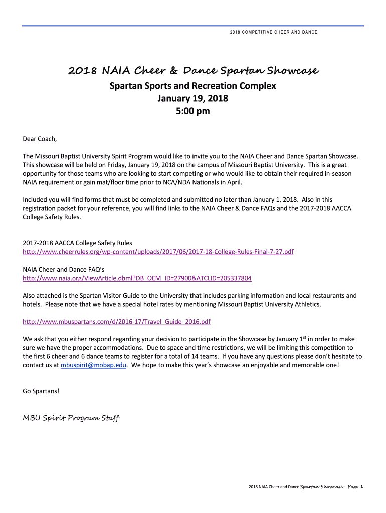 Fillable Online 2018 COMPETITIVE CHEER AND DANCE Fax Email Print ...