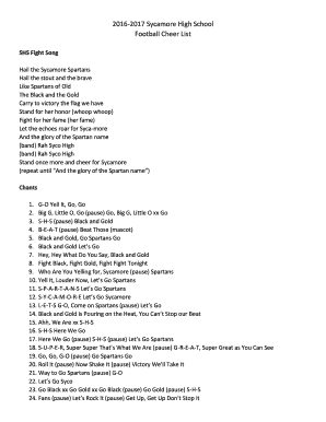 Spartan Chants - Fill Online, Printable, Fillable, Blank | pdfFiller