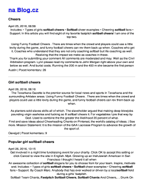 Fillable Online Includes: Types of girls softball cheers Softball cheer ...