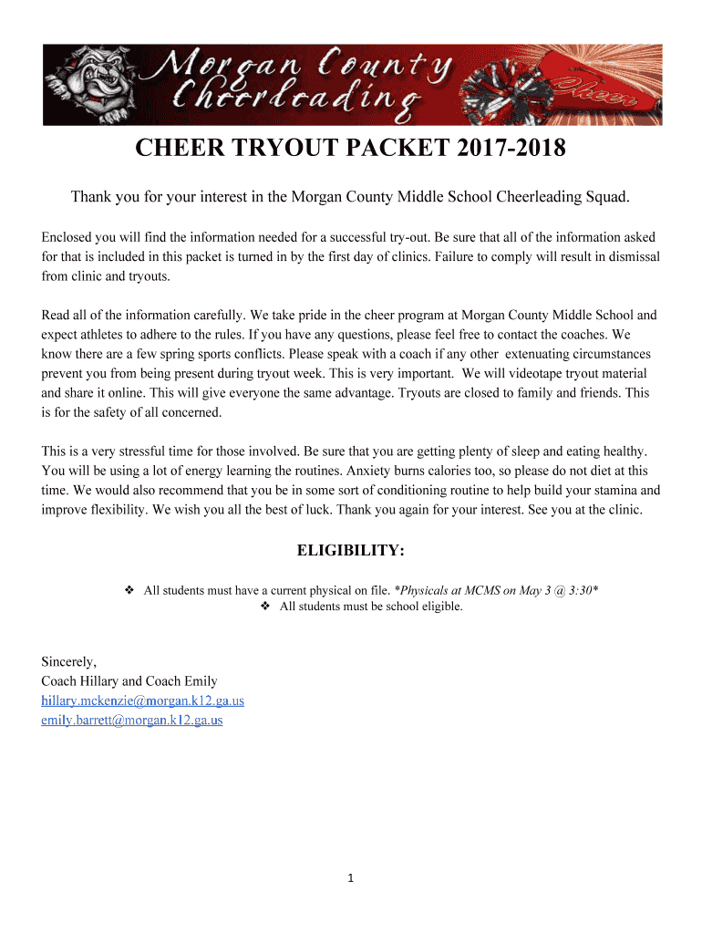 Fillable Online Thank you for your interest in the Morgan County Middle ...