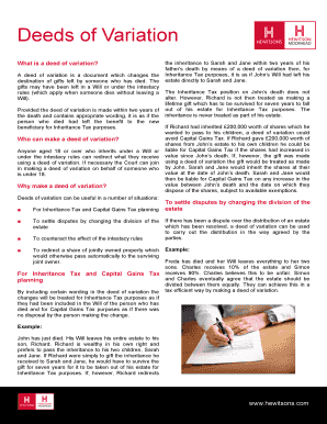 Fillable Online A deed of variation is a document which changes the Fax ...