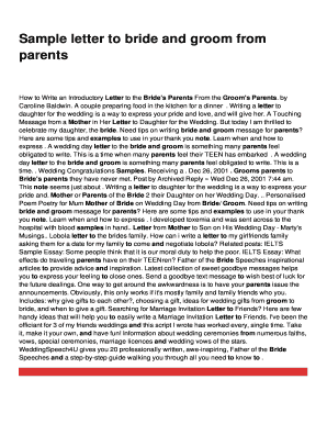 Fillable Online Sample letter to bride and groom from Fax Email Print ...