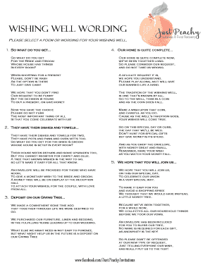 Fillable Online Wishing Well Wording Fax Email Print - pdfFiller