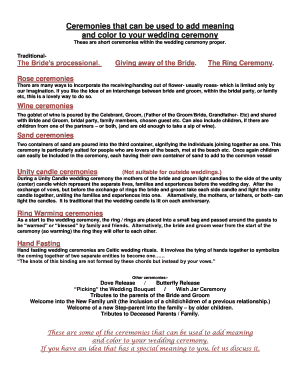 Fillable Online Ceremonies that can be used to add meaning Fax Email ...