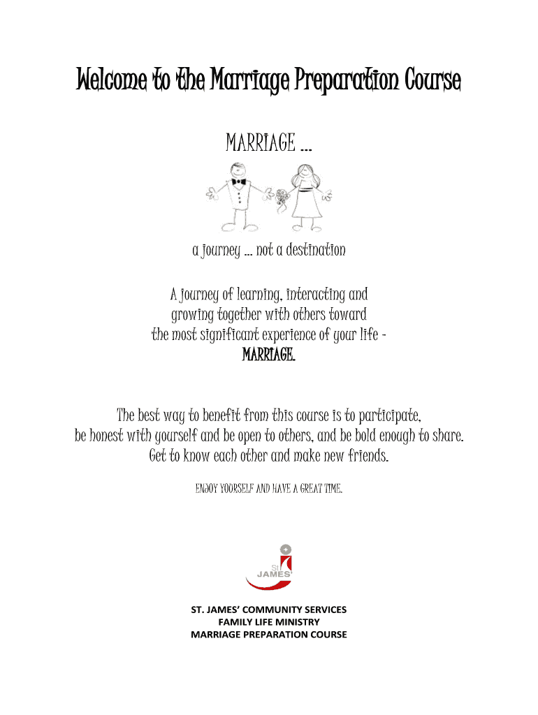 Fillable Online Welcome to the Marriage Preparation Course Fax Email ...